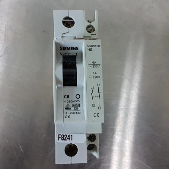 Siemens 5SX21 C6 Circuit Breaker + 5SX9100 HS Auxiliary Contact Block ...