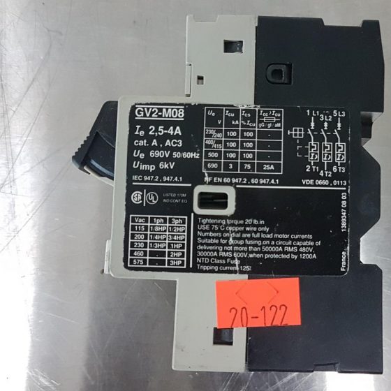 Telemecanique GV2-M08 // GV2-AN11 – Coast Machinery Group