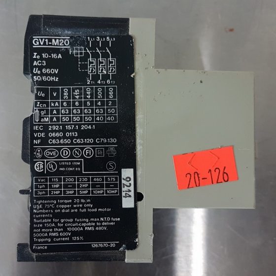 Telemecanique electronic overload controller GV1-M20 – Coast Machinery ...