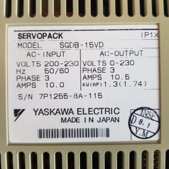 Yaskawa Electric Corp. SGDB-15VD Servopack – Coast Machinery Group
